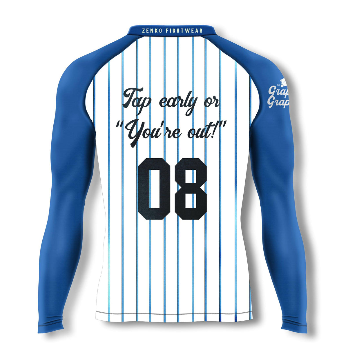 Baseball Choke Long Sleeve Rashguard (Blue) – ZENKO FIGHTWEAR™