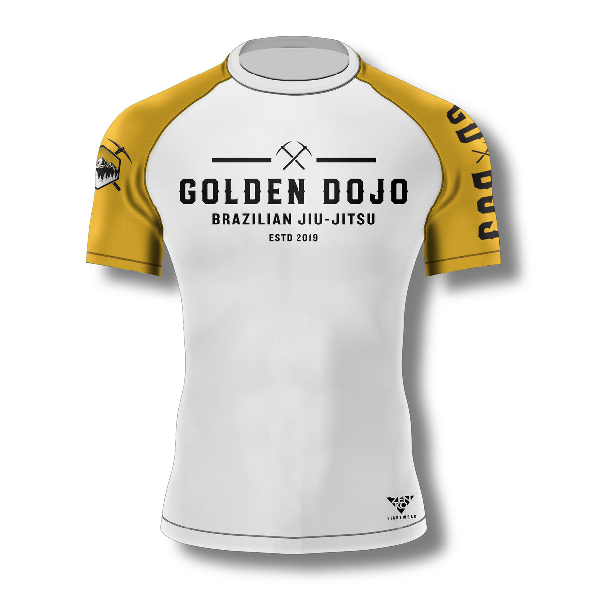 Golden Dojo Short Sleeve Rashguard (White) – ZENKO FIGHTWEAR™